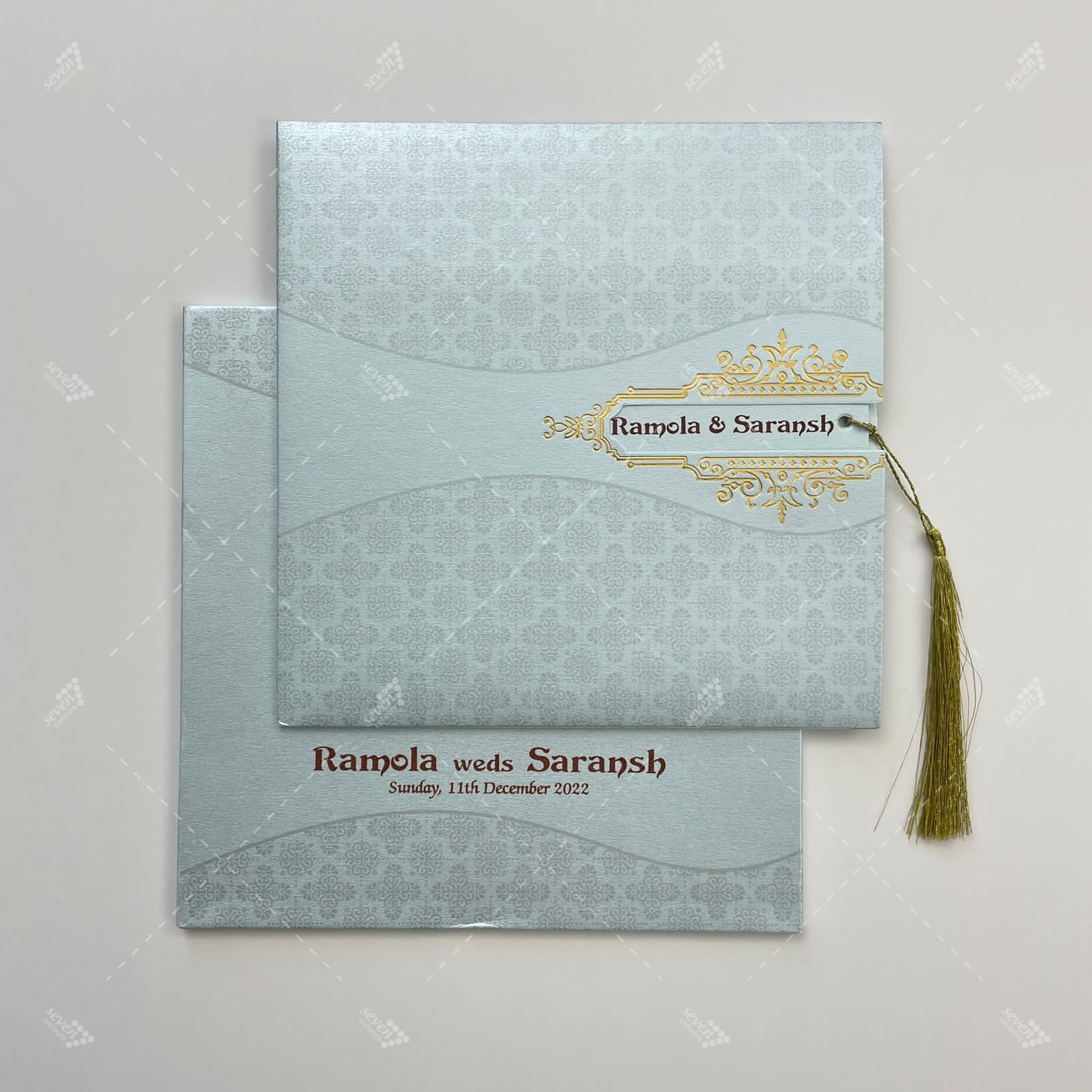 Light Blue Nikkah Shaadi Card R720-100 - Seven Colours Card